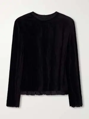 COLLEEN ALLEN Layered Textured Cotton-blend Velvet Top