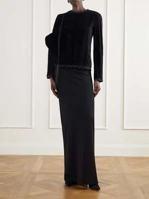 COLLEEN ALLEN Layered Textured Cotton-blend Velvet Top