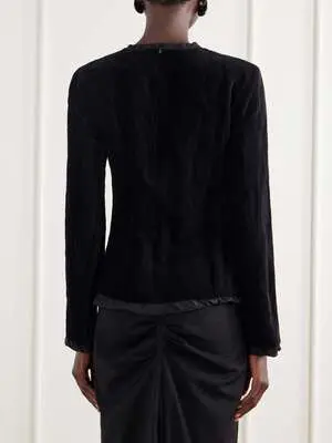 COLLEEN ALLEN Layered Textured Cotton-blend Velvet Top