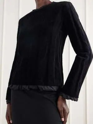 COLLEEN ALLEN Layered Textured Cotton-blend Velvet Top