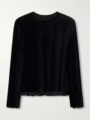 COLLEEN ALLEN Layered Textured Cotton-blend Velvet Top