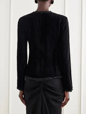 COLLEEN ALLEN Layered Textured Cotton-blend Velvet Top
