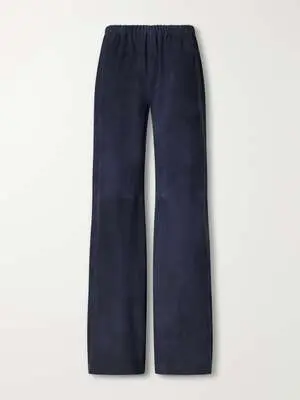 LA LIGNE Colby Paneled Suede Wide-leg Pants