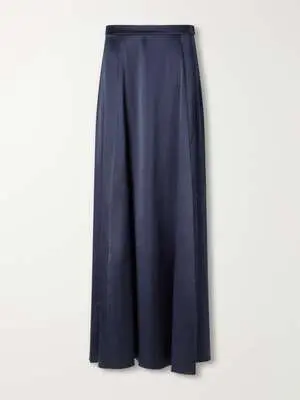 TWP Silk-satin Maxi Skirt - Navy