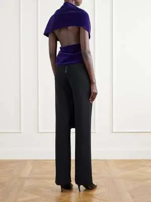 COLLEEN ALLEN Draped Cotton-velvet Blouse