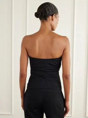COLLEEN ALLEN Strapless Gathered Stretch Wool-blend Tank