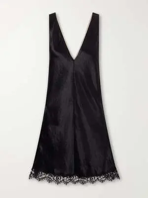 Maria Mcmanus Lace-trimmed Satin Mini Dress - Black