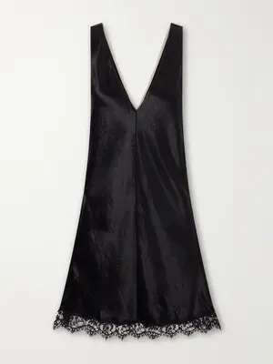 Maria Mcmanus Lace-trimmed Satin Mini Dress - Black