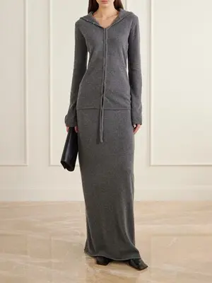 COLLEEN ALLEN Merino Wool Knitted Maxi Skirt - Gray