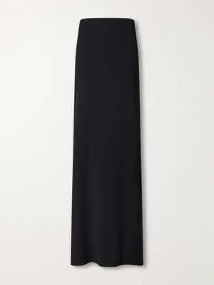 COLLEEN ALLEN Ruched Stretch-crepe Maxi Skirt - Black