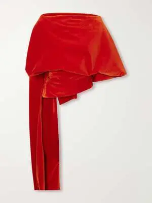 COLLEEN ALLEN Draped Cotton-velvet Top - Orange