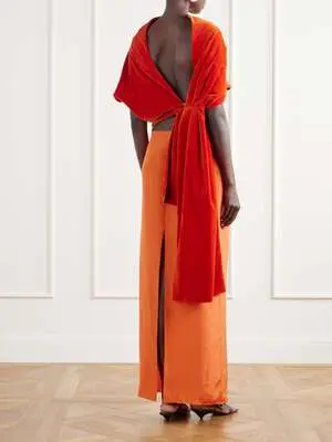 COLLEEN ALLEN Draped Cotton-velvet Top