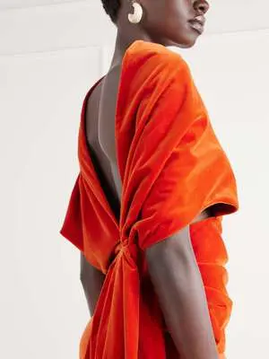 COLLEEN ALLEN Draped Cotton-velvet Top