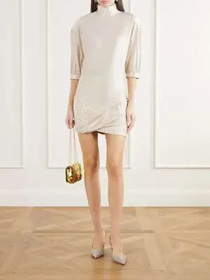 Rabanne Pleated Stretch-satin Mini Skirt