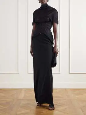 COLLEEN ALLEN Draped Ruffled Lace Blouse