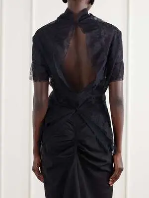 COLLEEN ALLEN Draped Ruffled Lace Blouse