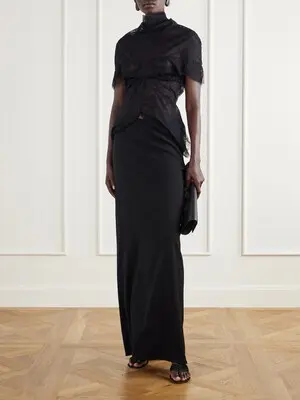 COLLEEN ALLEN Draped Ruffled Lace Blouse
