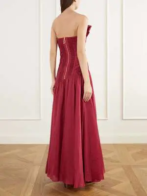 Aje Aquiline Pleated Lyocell-blend Dupioni Gown