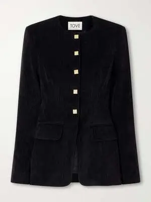 Tove Moya Button-embellished Velvet Jacket - Black