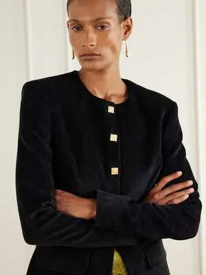 Tove Moya Button-embellished Velvet Jacket