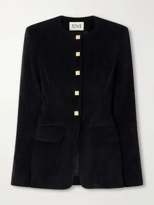 Tove Moya Button-embellished Velvet Jacket - Black