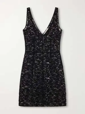 COLLEEN ALLEN Floral Cotton-blend Lace Mini Dress
