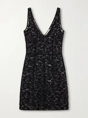 COLLEEN ALLEN Floral Cotton-blend Lace Mini Dress - Black