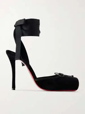 CHRISTIAN LOUBOUTIN Cassia Lace Up 100 Velvet Pumps - Black