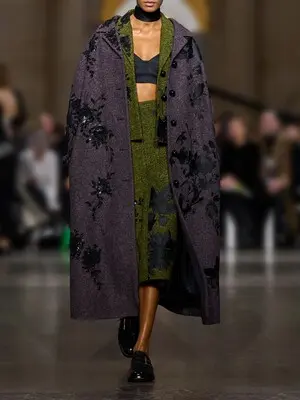 Erdem Embellished Floral-embroidered Cropped Twill Jacket - Green