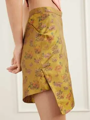 VIVIENNE WESTWOOD Infinity Asymmetric Wrap-effect Floral-jacquard Duchess-silk Mini Skirt