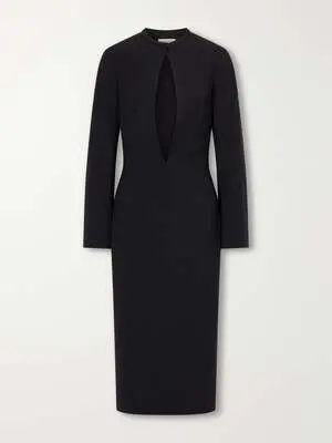 COLLEEN ALLEN Cut-out Stretch Wool-blend Midi Dress