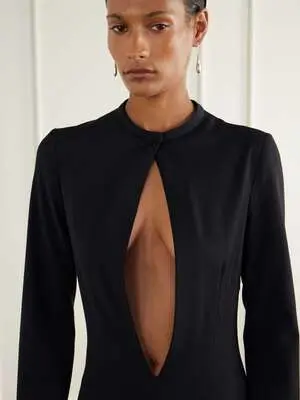 COLLEEN ALLEN Cut-out Stretch Wool-blend Midi Dress