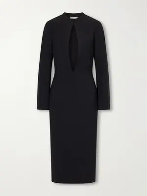 COLLEEN ALLEN Cut-out Stretch Wool-blend Midi Dress