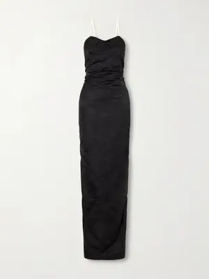 COLLEEN ALLEN Floral-jacquard Cotton-blend Maxi Dress - Black