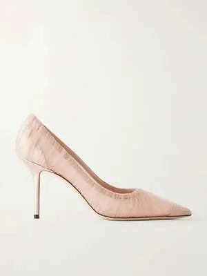 JIMMY CHOO Love 85 Gathered Tulle Pumps - Blush