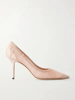 JIMMY CHOO Love 85 Gathered Tulle Pumps - Pink