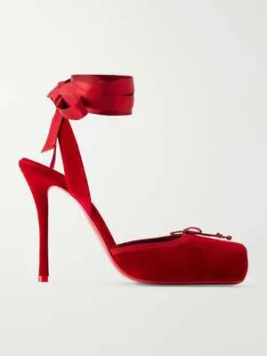 CHRISTIAN LOUBOUTIN Cassia Lace Up 100 Velvet Pumps
