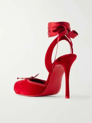 CHRISTIAN LOUBOUTIN Cassia Lace Up 100 Velvet Pumps