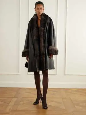 Nour Hammour Aida Shearling-trimmed Leather Coat