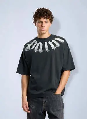Palm Angels Big Neck Logo Loose Tee - Black