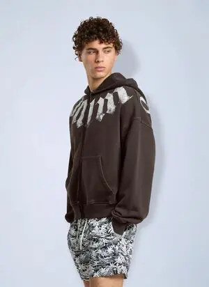 Palm Angels Big Neck Logo Zip Loose Hoodie