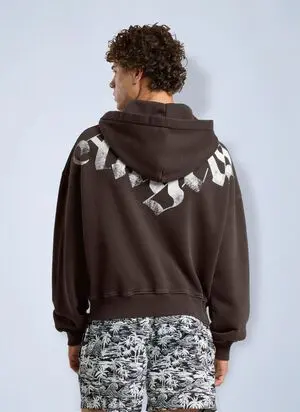 Palm Angels Big Neck Logo Zip Loose Hoodie