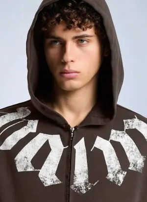 Palm Angels Big Neck Logo Zip Loose Hoodie