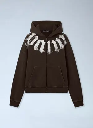 Palm Angels Big Neck Logo Zip Loose Hoodie