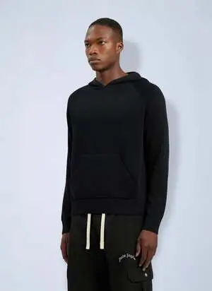 Palm Angels Curved Logo Regular Knit Hoodie