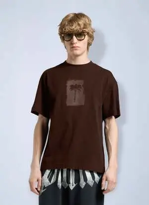 Palm Angels Brushed Palm Tree Regular Tee - Brown