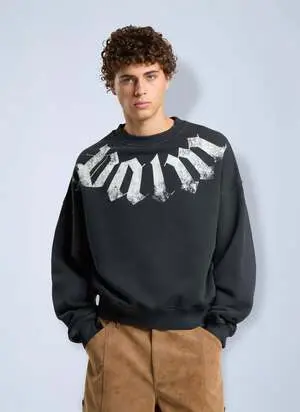 Palm Angels Big Neck Logo Loose Sweatshirt - Black