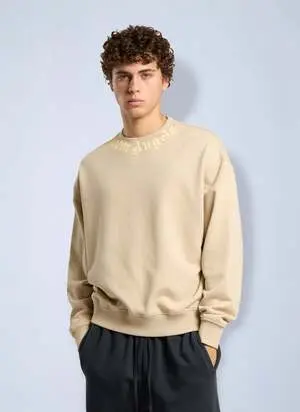 Palm Angels Neck Logo Regular Crew - Beige