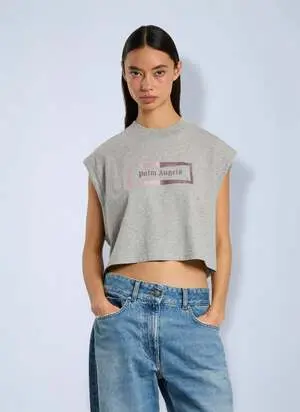 Palm Angels Stud Box Logo Tank Top - Grey