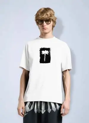 Palm Angels Brushed Palm Tree Regular Tee - White
